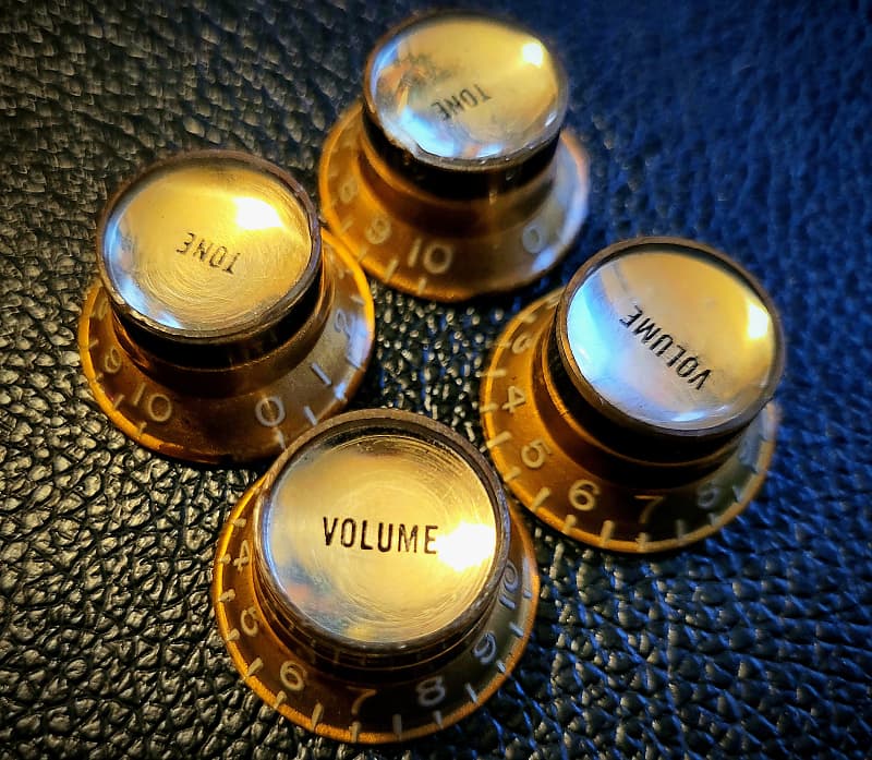 Vintage (1977) Gibson Gold Reflector Knobs - Les Paul, SG, ES | Reverb