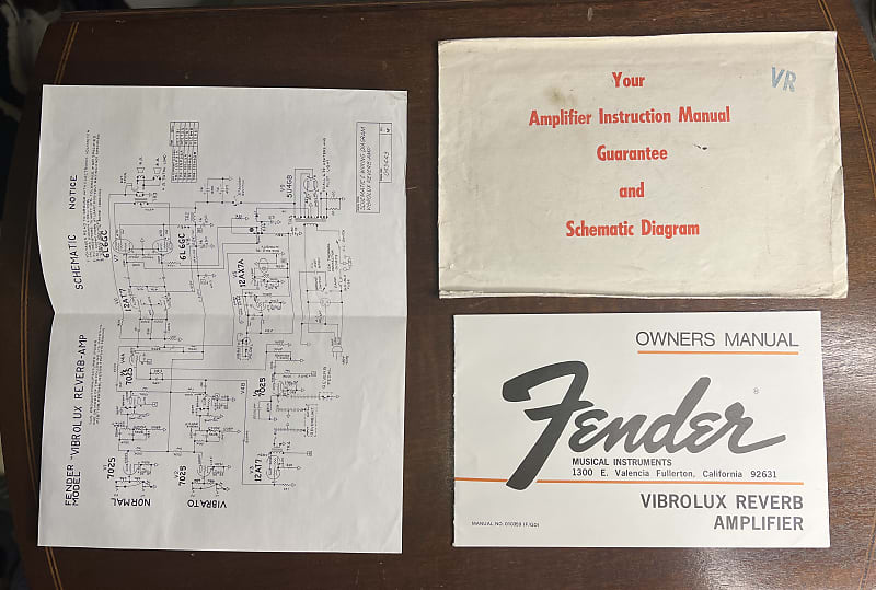 Fender Vibrolux reverb amp manual and schematics 60s | Reverb
