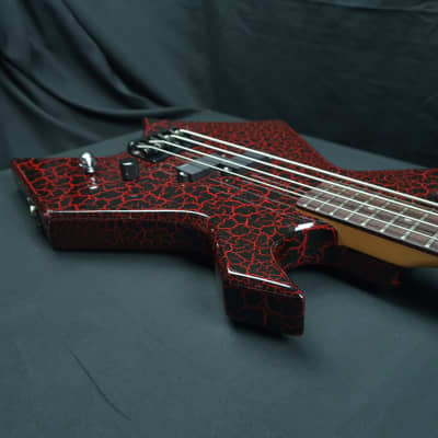 B.C. Rich Platinum Series Warlock Bass 1990 Black Red Crackle | Reverb