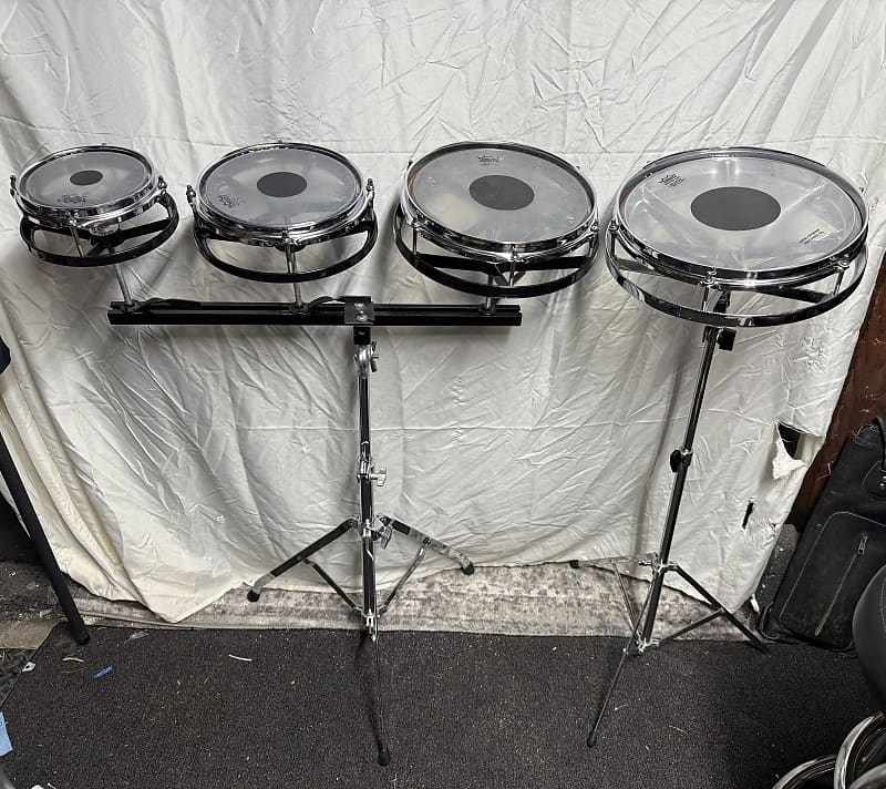 Remo Roto Toms 1980’s - Black/Chrome | Reverb