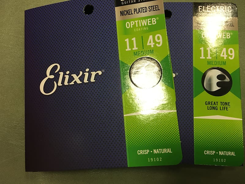 Elixir 19102 Optiweb coated electric guitar strings 11-49 | Reverb UK