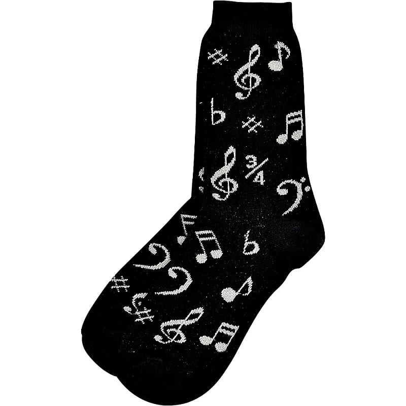 AIM Womens Black And Silver Music Note Socks | Reverb