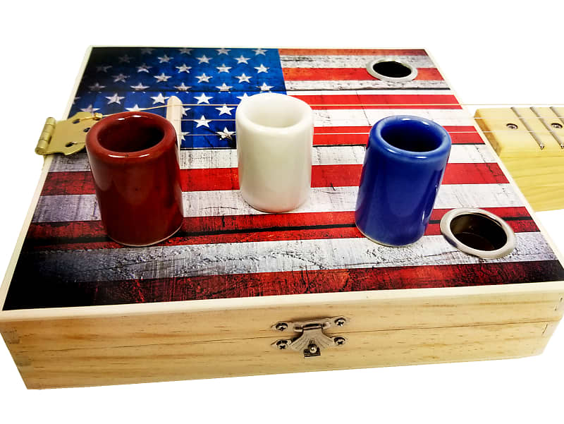 The Red, White & Blue Ceramic Slide Set for Cigar Box Guitars | Reverb