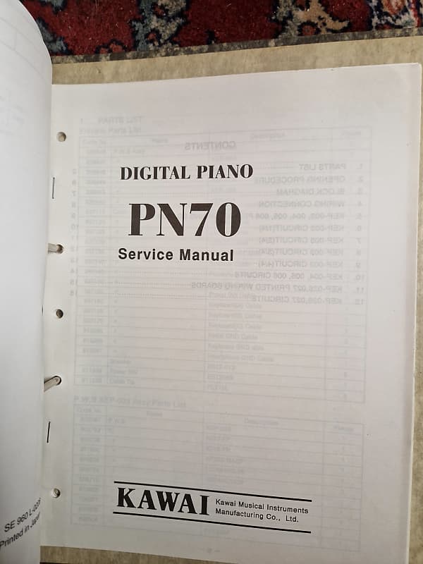 Kawai PN70 Service Manual / Schematics | Reverb