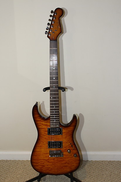 Fender Showmaster QMT HH Superstrat Tobacco Sunburst | Reverb