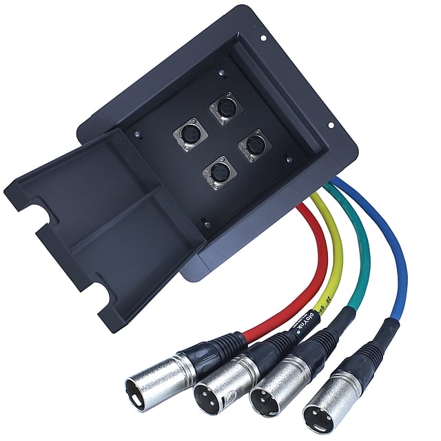 Recessed Floor stage box 4 XLR FEMALE with pre-wired plug in | Reverb