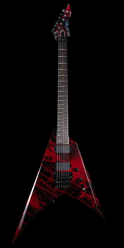 ESP USA V-II FR Black Blood Splatter with EMG 81/60 Pickups, | Reverb