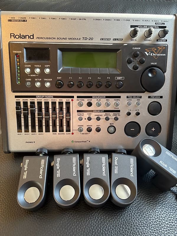 Roland TD-20 Drum brain plus 5 Roland acoustic drum triggers. | Reverb