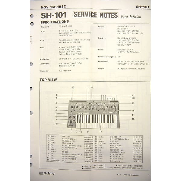 Service Notes Roland SH-101 | Reverb