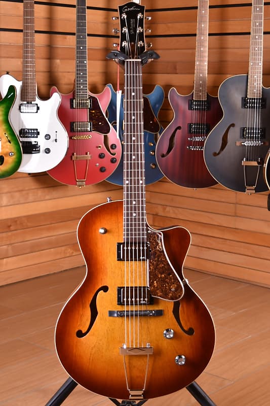 Godin 5th Avenue Cutaway KingPin II HB Cognac Burst | Reverb
