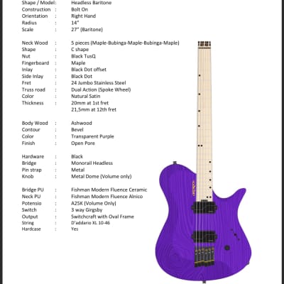 Custom Built Headless Baritone 2023 - Open pore | Reverb