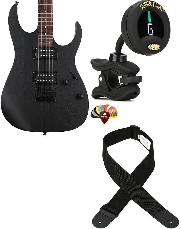 Ibanez RGRT421 - Weathered Black Bundle with Snark ST-8 Super | Reverb