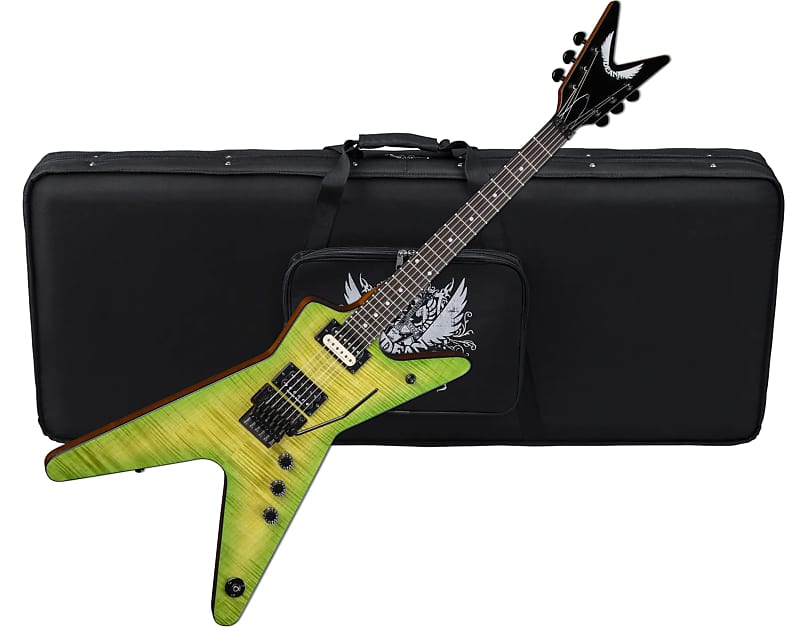 Dean ML 79 Floyd Flame Top Electric GUITAR Slime New w/ Light | Reverb