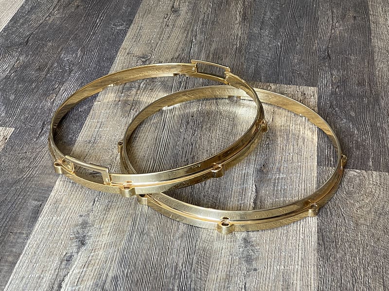 Gibraltar 13" 8 Lug Cast Snare Drum Hoops Pair Gold/Brass 8 | Reverb