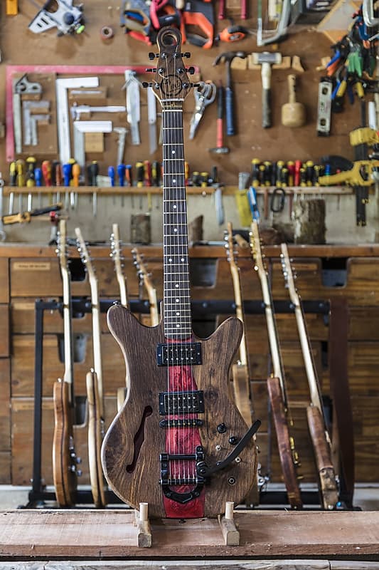 Timo "MIGHTY OAK" - Custom, Handmade Semi-Hollow Oak/Epoxy | Reverb