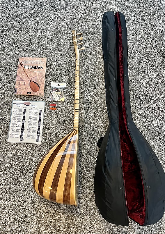 Turkish Saz Baglama with Hard Case, Chord Sheet, Practice | Reverb
