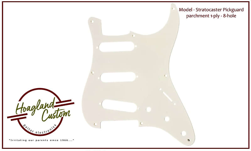 Allparts Stratocaster Pickguard - Parchment, 1-ply, 8-hole | Reverb UK