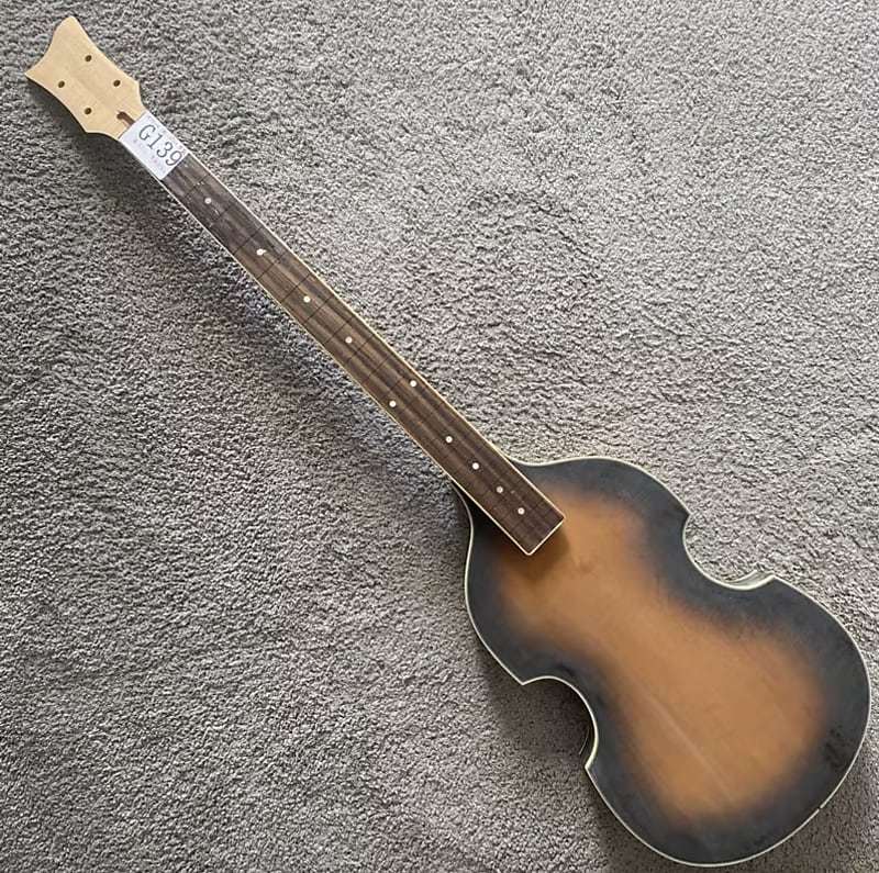 Sunburst 4 String Violin Bass Style Tiger Maple Body, | Reverb