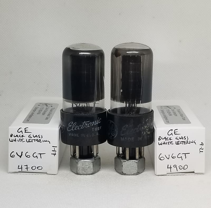 GE 6V6GT Black Glass Well Matched (4.0%) Pair NOS 6V6 | Reverb