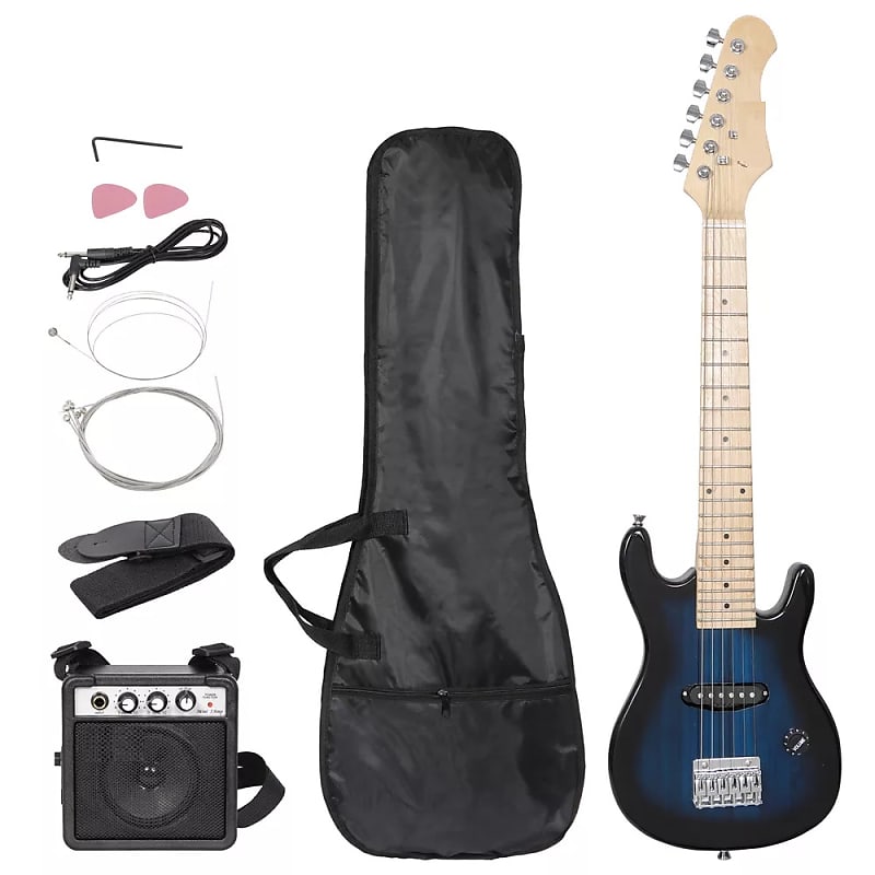 30" Blue Full Size Beginner Electric Guitar Set With Case | Reverb