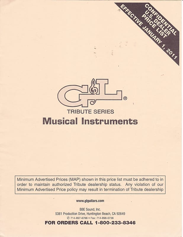 G&L Tribute Series Musical Instruments Price List 2011 | Reverb