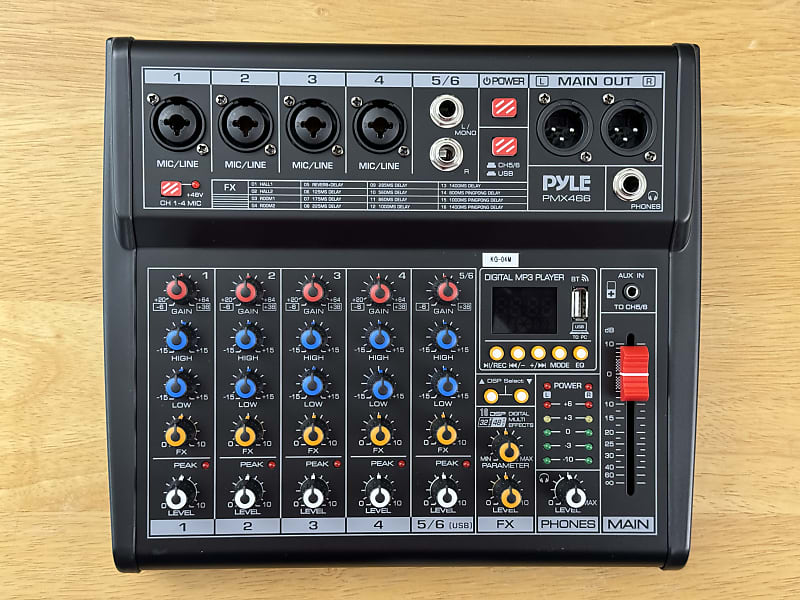 Pyle PMX466 6-Channel Audio Mixer w/ Effects, USB Interface, | Reverb