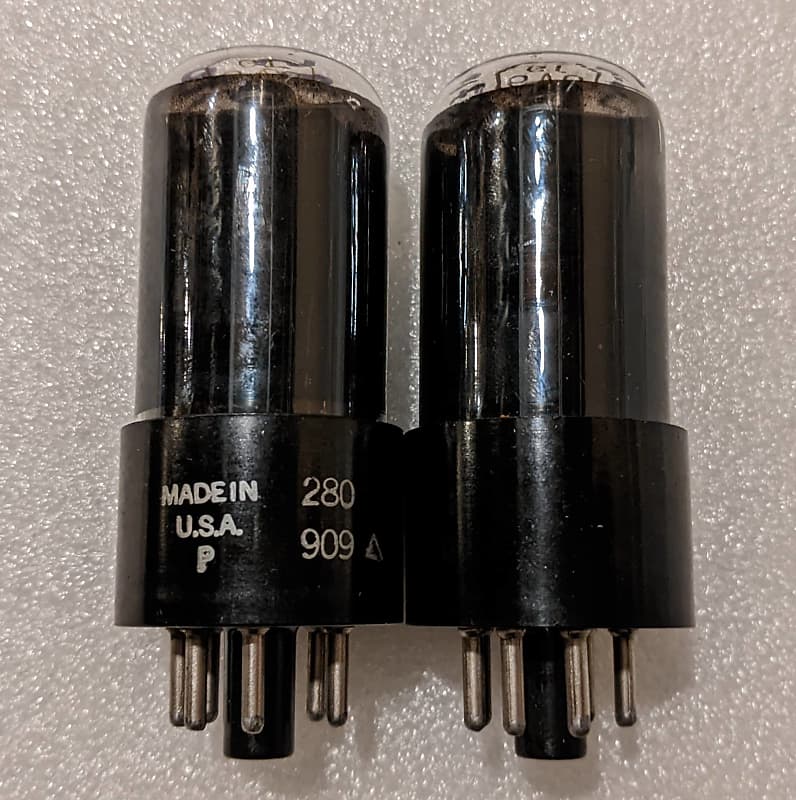 6V6GT Raytheon Matched Pair Tubes NOS Testing Black Glass | Reverb