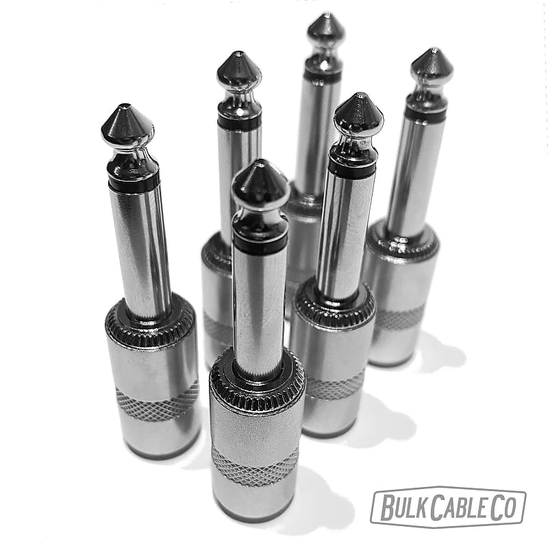 6 Pack - BulkCableCo 1/4" Straight Short Body Connectors - | Reverb