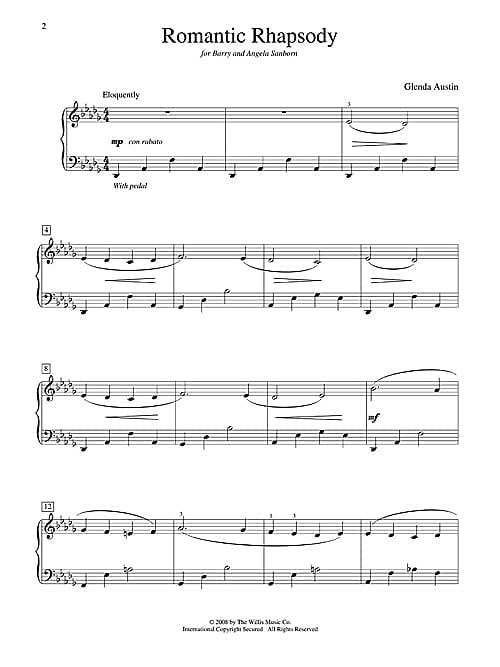 Romantic Rhapsody Willis Music | Reverb