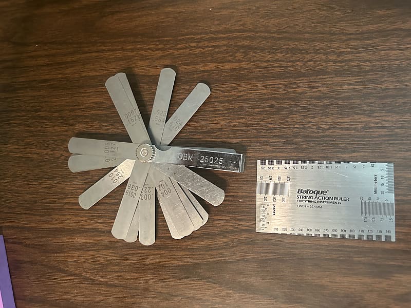 String action ruler (Baroque) + OEM feeler gauges | Reverb