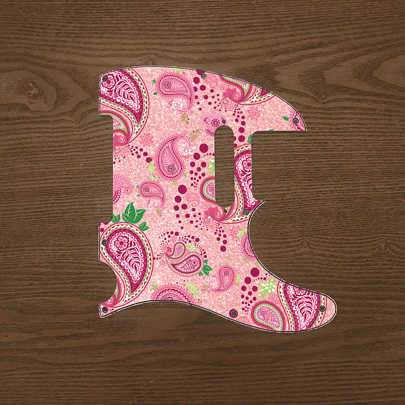 Carmedon Telecaster pickguard Vintage Paisley Pink and Pink | Reverb