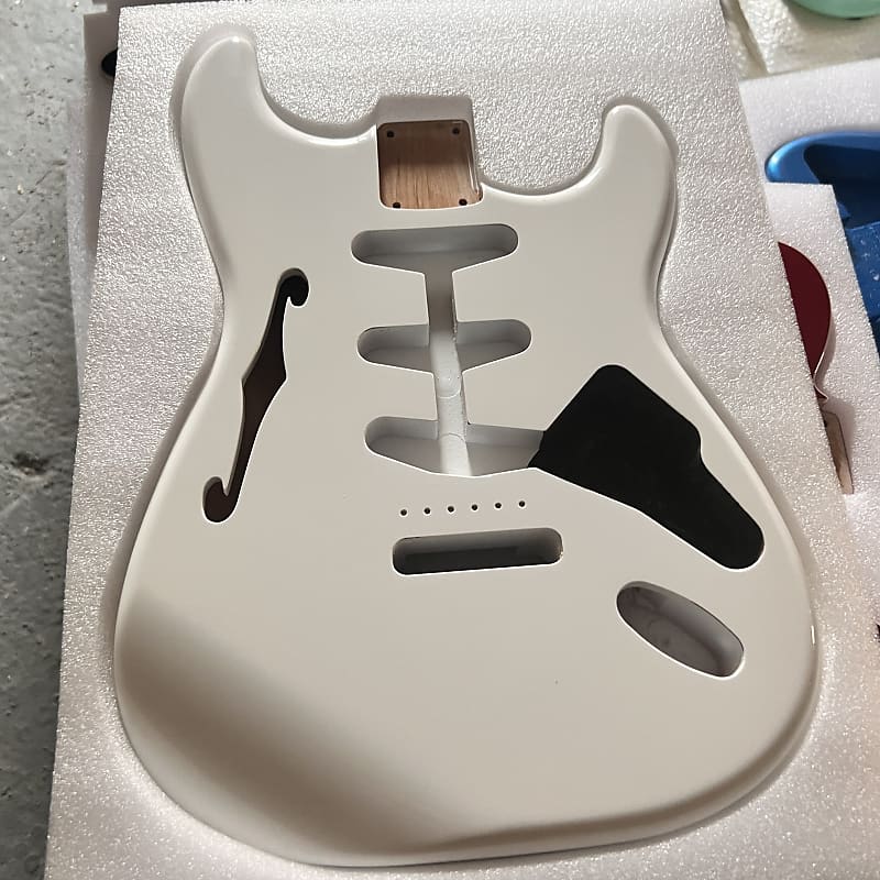 White Flat Electric Guitar Body Standard Body Half Hollow | Reverb