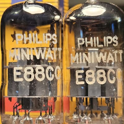 Matched pair Philips Amperex E88CC ECC88 Pinched Waist D | Reverb