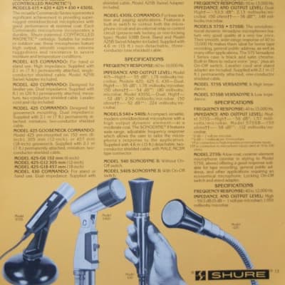 Vintage 1970's Shure 575S dynamic microphone Hi Z harp mic w | Reverb