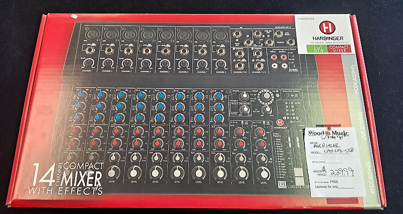 Harbinger L1402FX-USB 14 Channel Mixer with Effects | Reverb