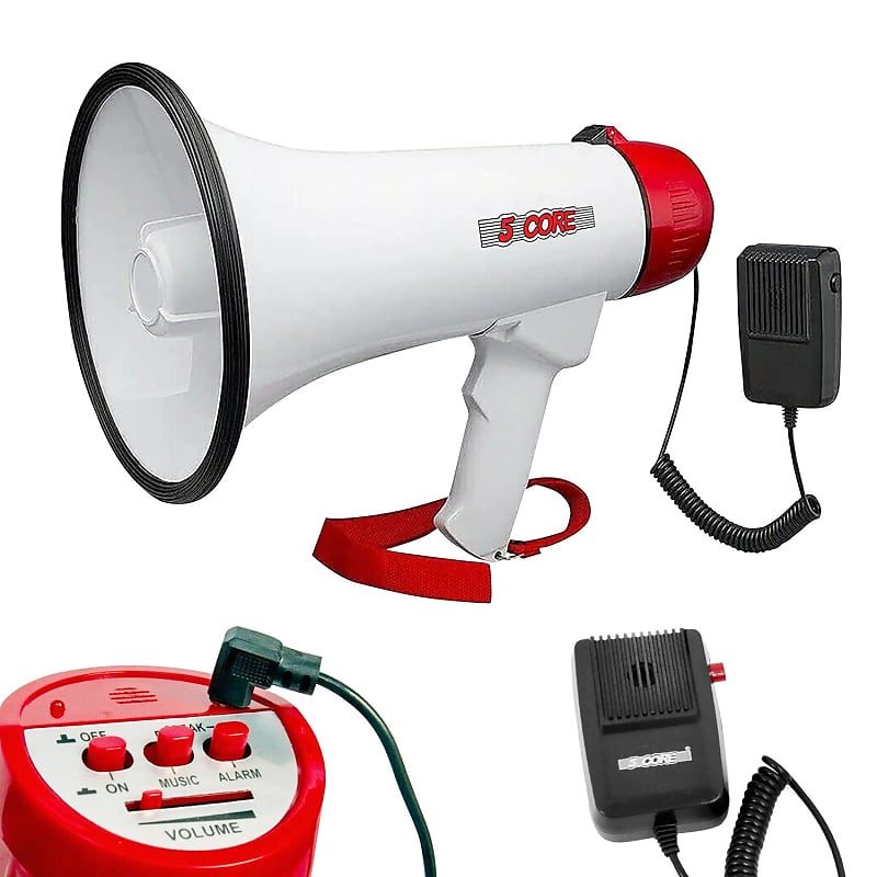 5Core Megaphone Bullhorn Speaker 40W Bull Horn Battery Power | Reverb