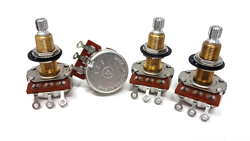 Alpha 24Φ/28MM Pot W/Brass Bushing, Audio Taper 500k 4 Pack | Reverb