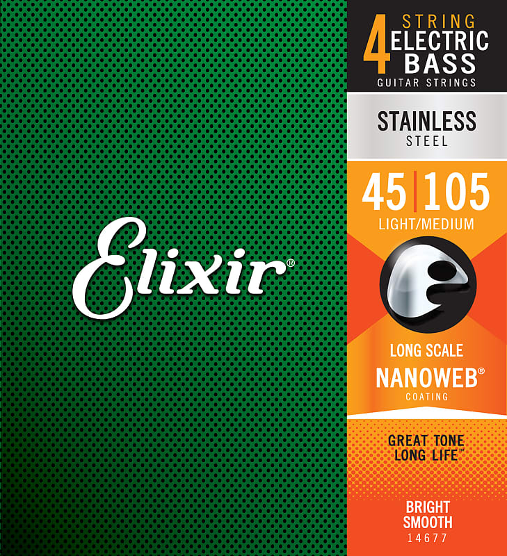 Elixir Strings Stainless Steel 4-String Bass Strings w | Reverb
