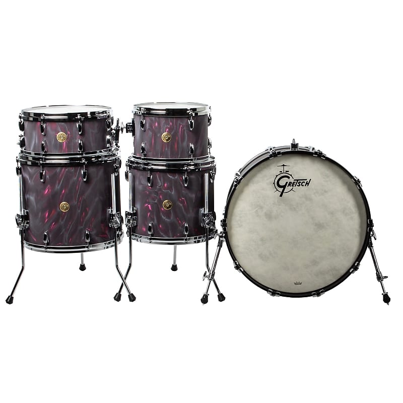 Gretsch USA Custom 5-Piece Rock Shell Kit - Black Satin Flame | Reverb