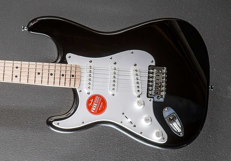 Squier Sonic Stratocaster Left Hand - Black w/Maple | Reverb