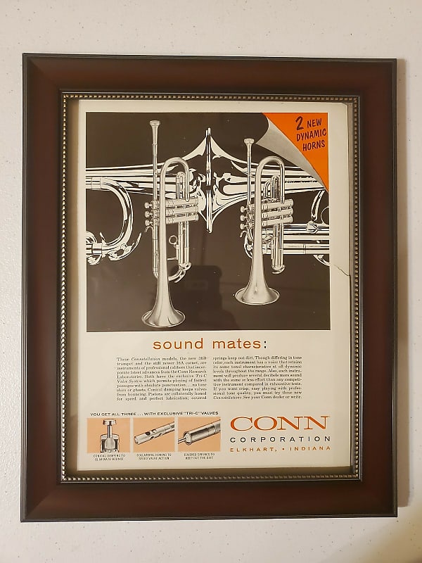 1961 Conn Horns Color Promotional Ad Framed Conn | Reverb