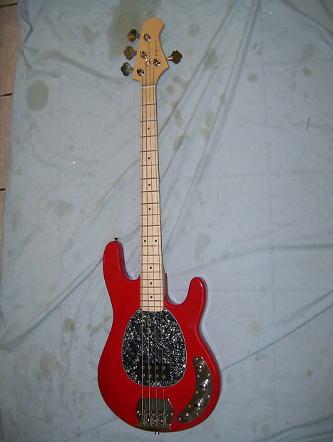 Red bass guitar | Reverb