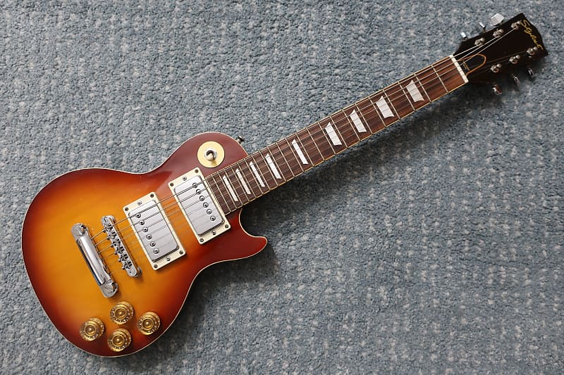 Vintage 1980s Teisco MIJ Rare LP Shape Travel Guitar Sunburst | Reverb