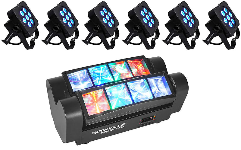 (6) American DJ ADJ Flat Par Tri 7XS Slim Par Can RGB Wash | Reverb