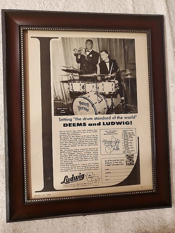 1957 Ludwig Drums Promotional Ad Framed Barrett Deems Louis | Reverb