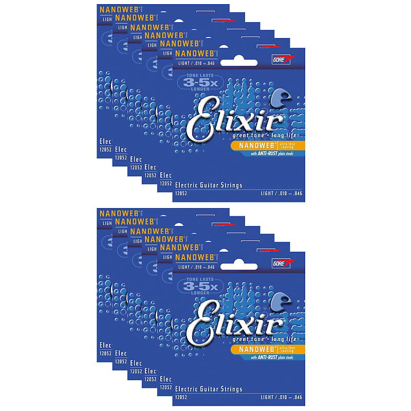 Elixir 12052 Electric Nano Light 10-46 (12 Pack Bundle) | Reverb