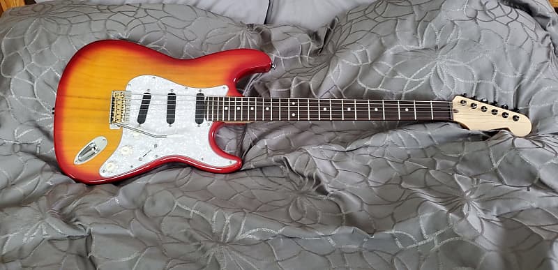 partsocaster baritone strat 2023 - cherry sunburst WD neck | Reverb