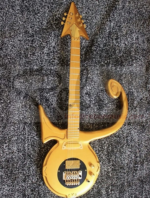 Gold Custom Prince Symbol Guitar, Maple Neck and Rosewood | Reverb