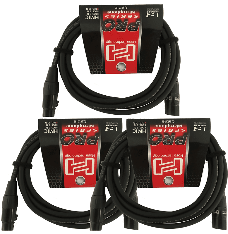 3 Pack Hosa Pro Microphone Cable, Neutrik REAN Connectors | Reverb UK
