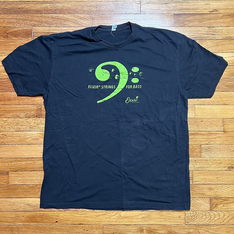 Elixir Green Bass String TShirt Large - Black | Reverb